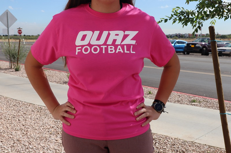 OUAZ Pink Football Tee | Ottawa University Fan Shop